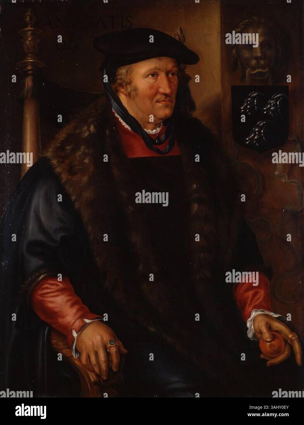 A portrait by Maarten van Heemskerck, created circa 1541, depicting ...