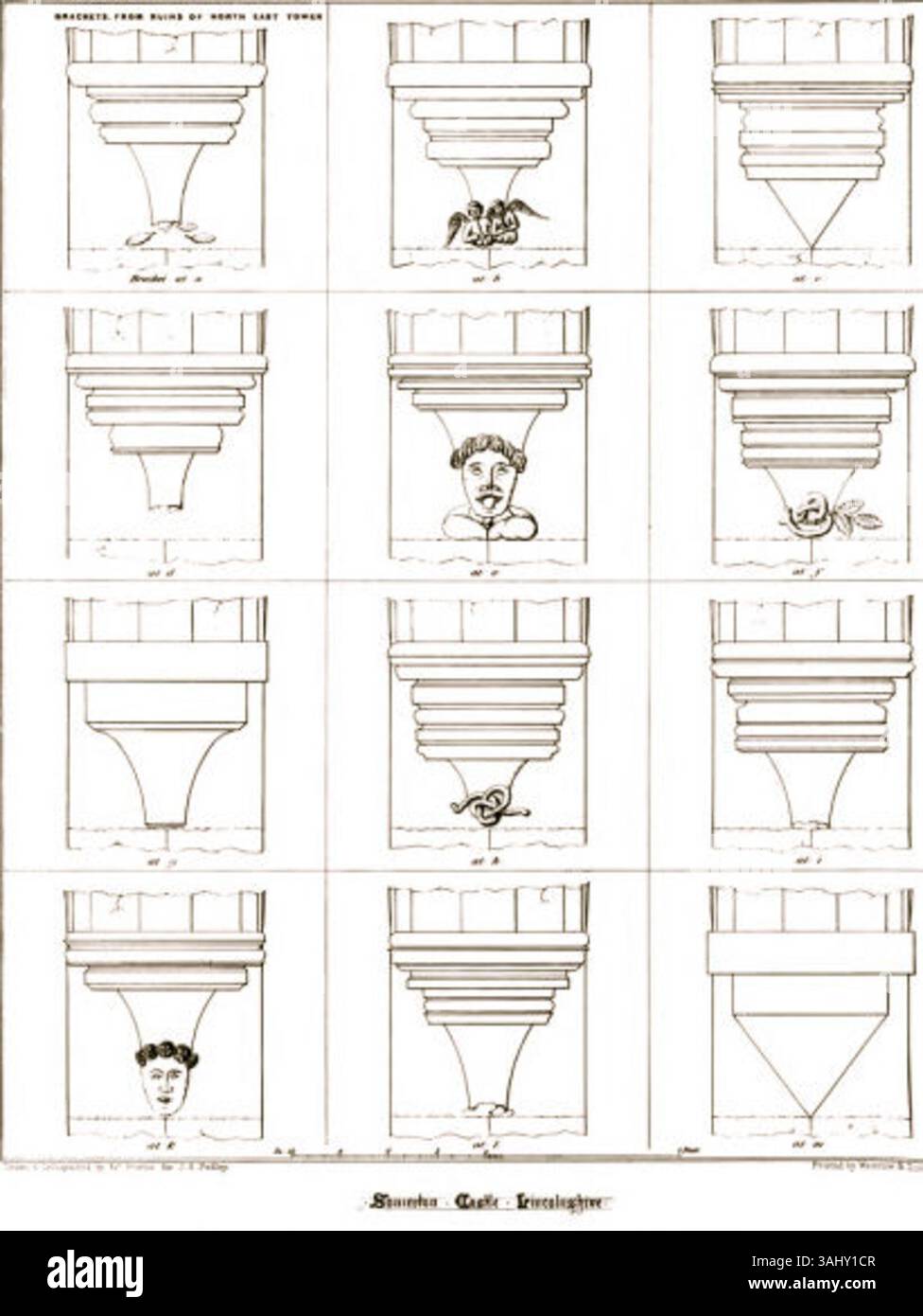 Illustration by James Sandby Padley of the finials on the arches in the ...