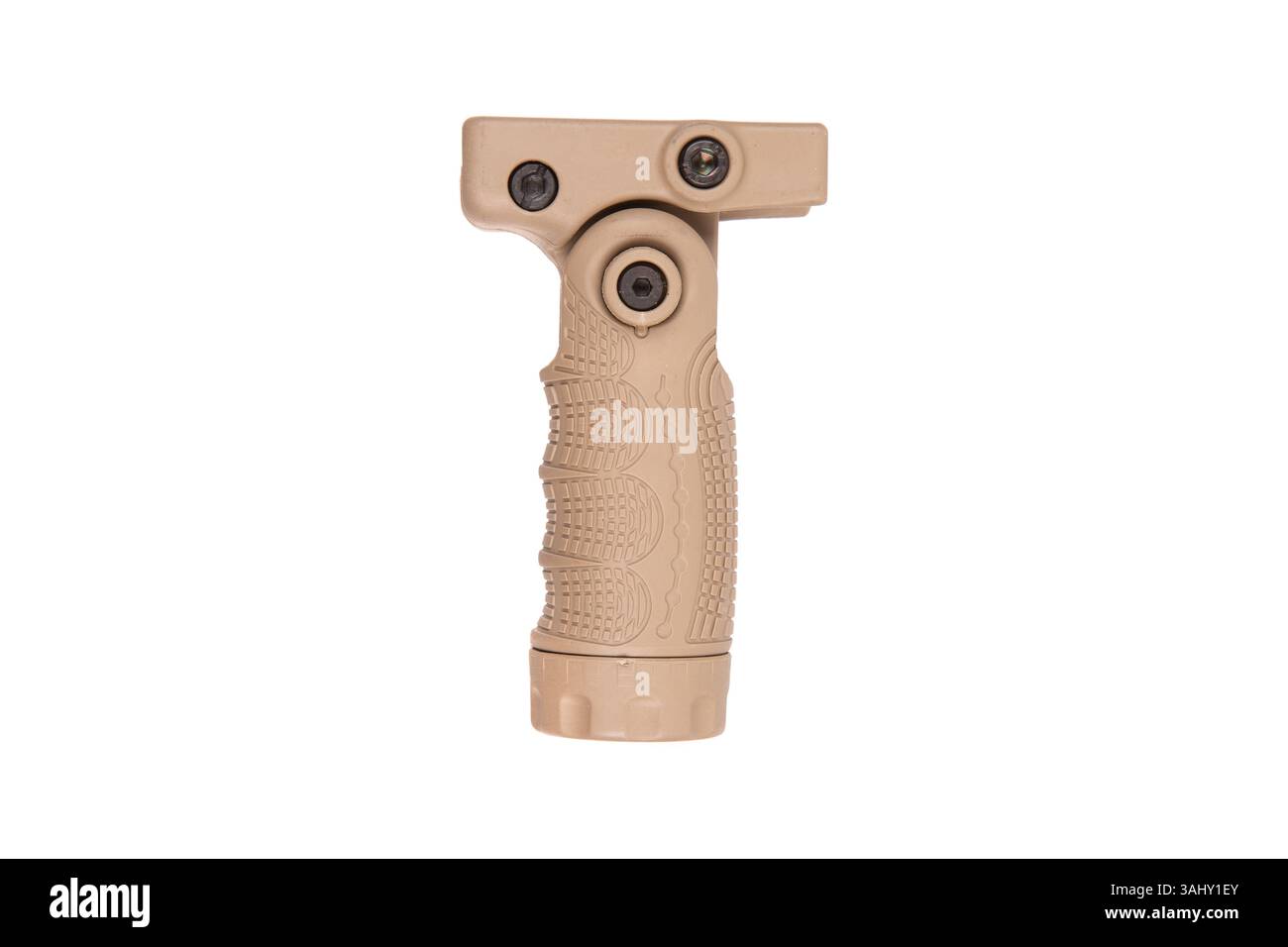 Tan vertical foregrip for firearms, textured for secure handling ...