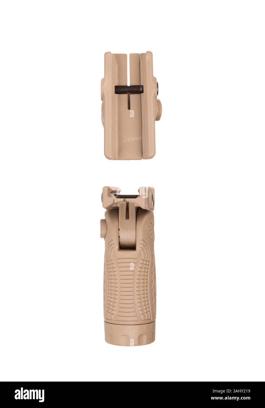Tan vertical foregrip for firearms, textured for secure handling ...