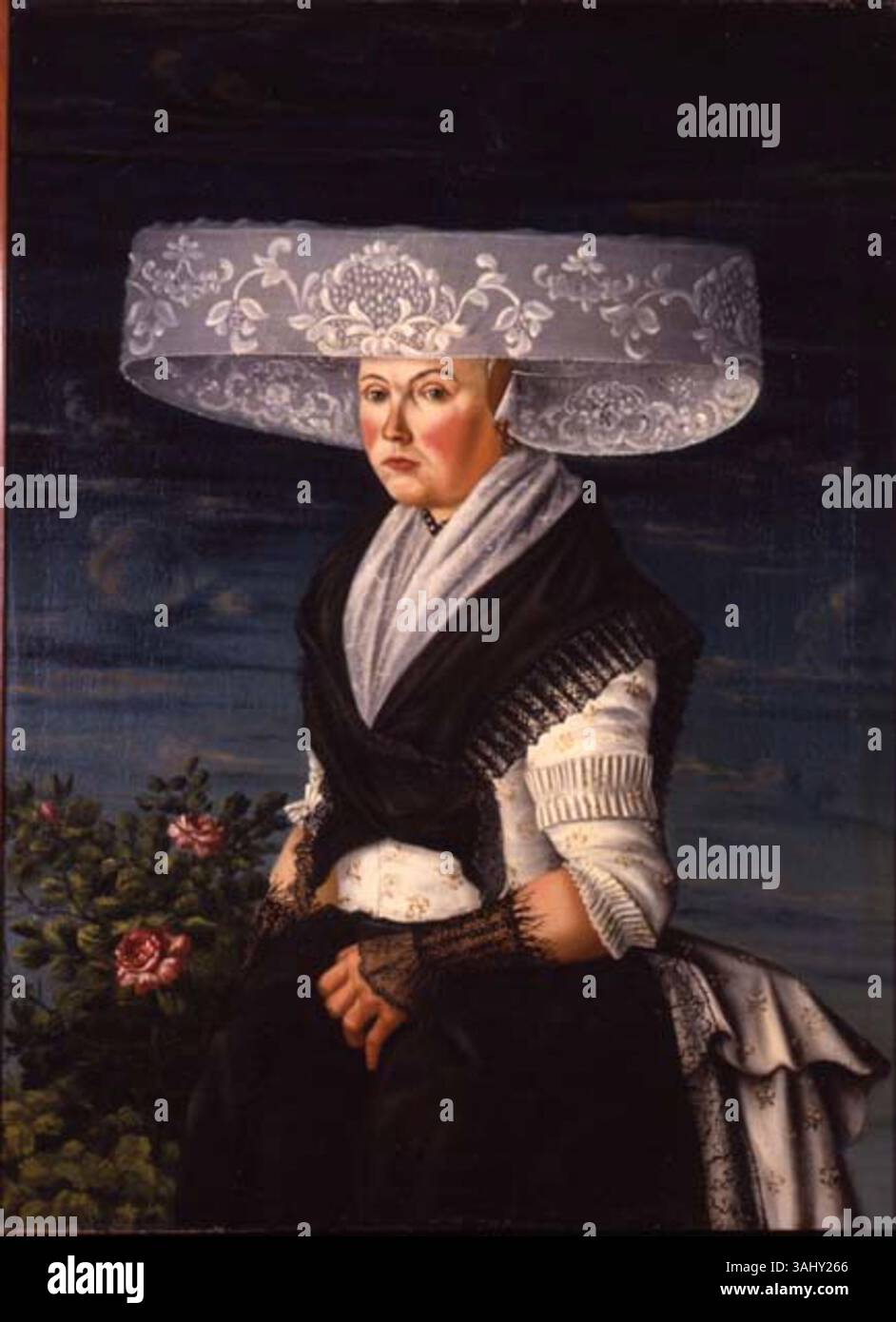 This 1799 portrait of an unknown woman in traditional Frisian costume ...