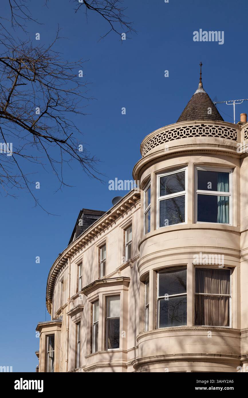 A section of houses on Kelvin Drive in Glasgow in the Spring sunshine ...
