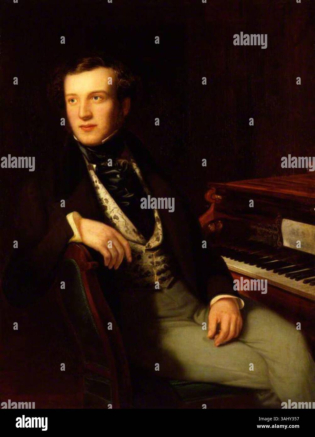 This portrait, attributed to Richard Rothwell, depicts an unidentified ...