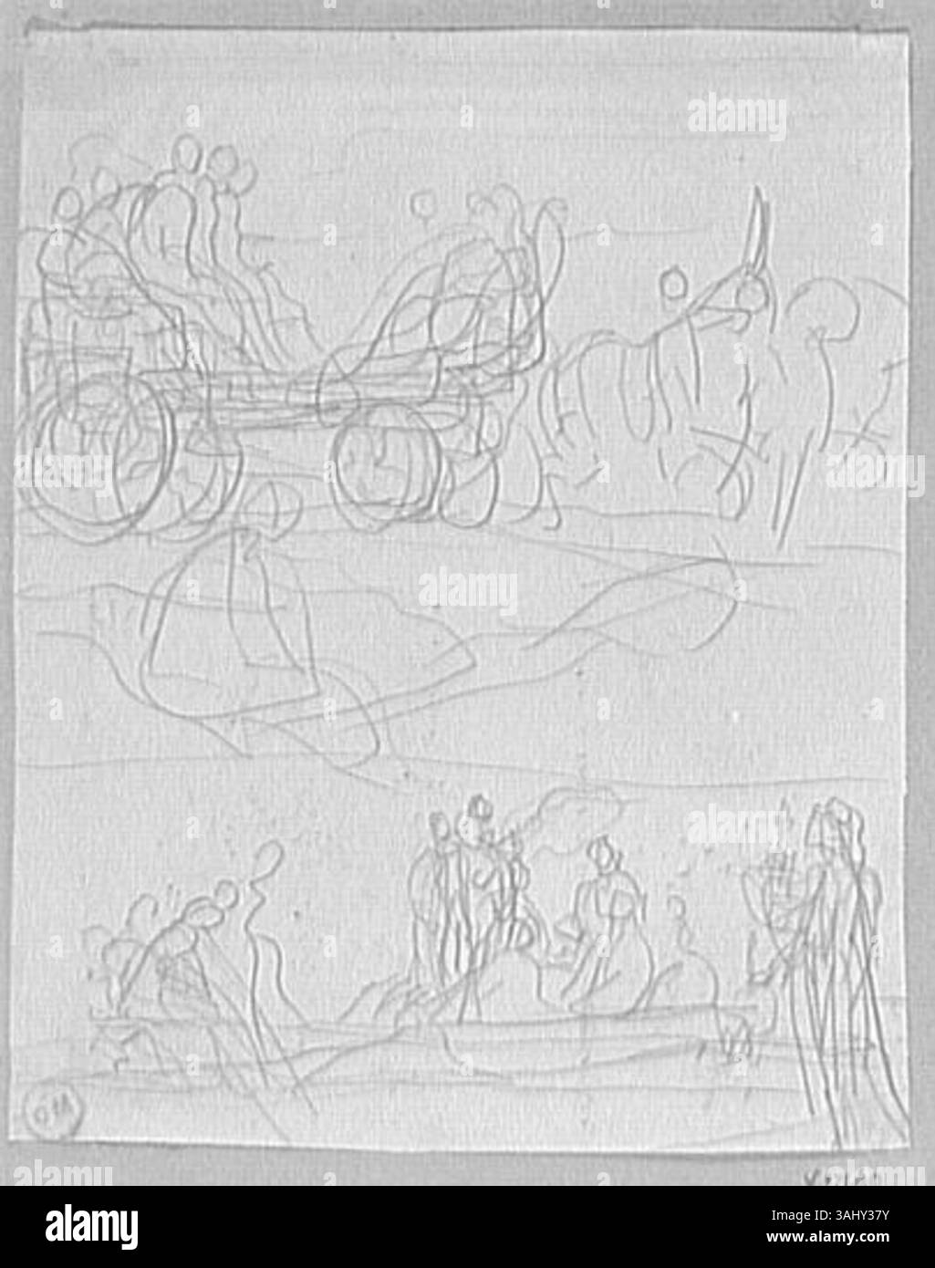 'Deux études : char et personnages en barque' consists of two studies ...