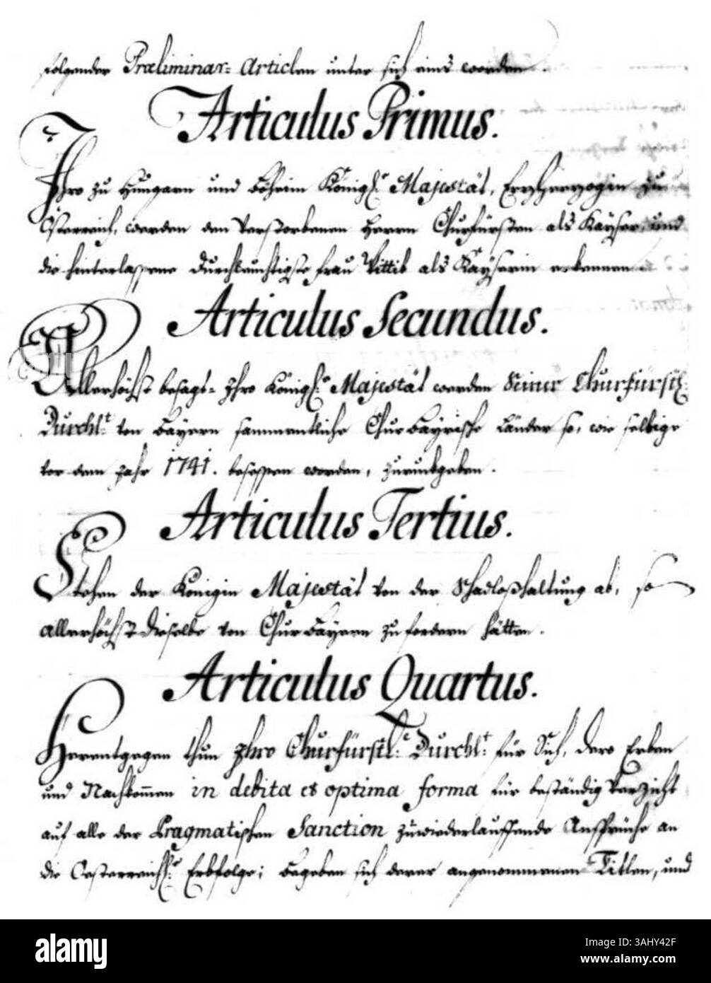 This 1745 document details the first three articles of the Treaty of ...