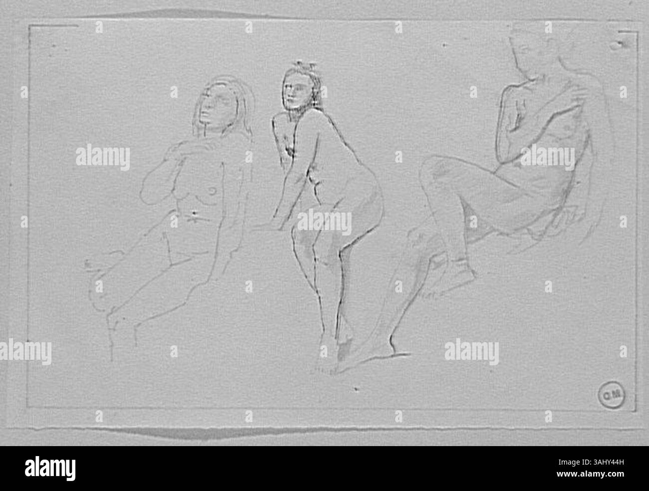 This drawing consists of three studies of a seated woman, demonstrating Gustave Moreau's focus ...