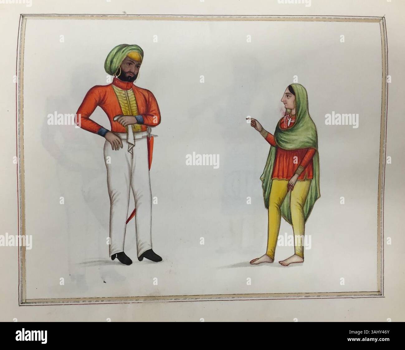 This 19th-century painting, from the Punjab School, depicts an officer ...
