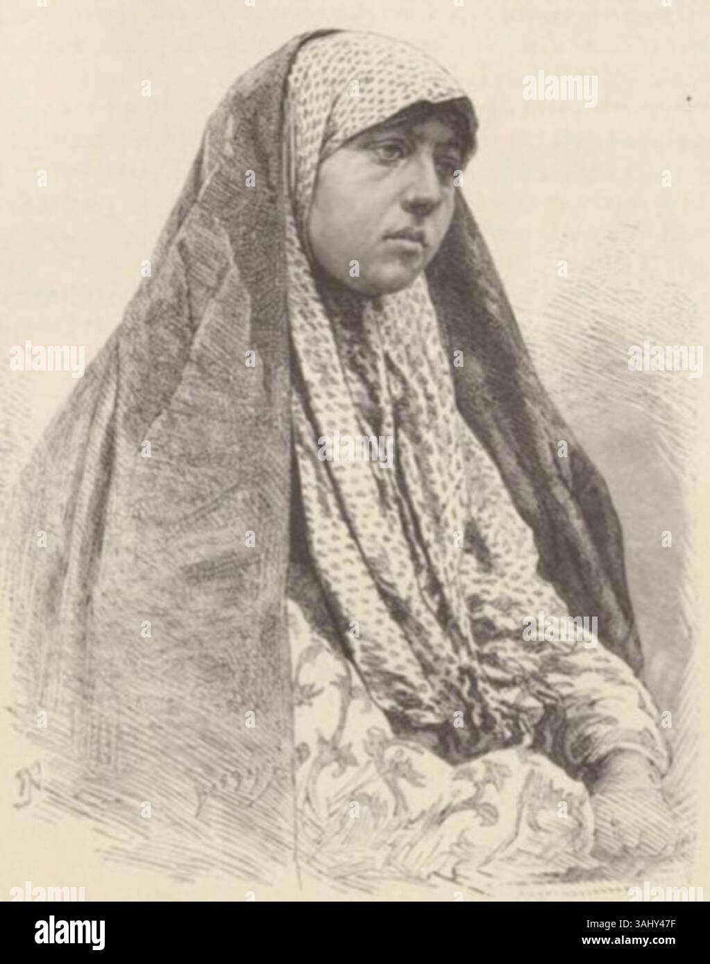 An illustration by Jane Dieulafoy titled 'Mendiante Persane' from her ...