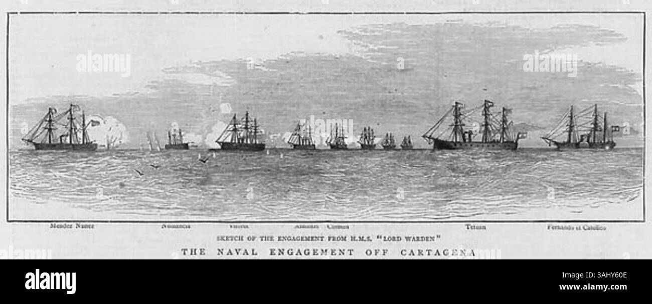 This illustration from The Graphic in 1873 depicts a naval engagement ...