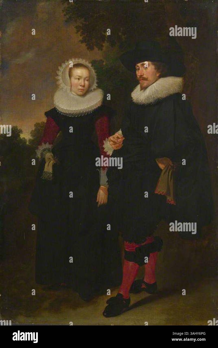 This painting, created between 1640 and 1649, depicts a man and a woman ...