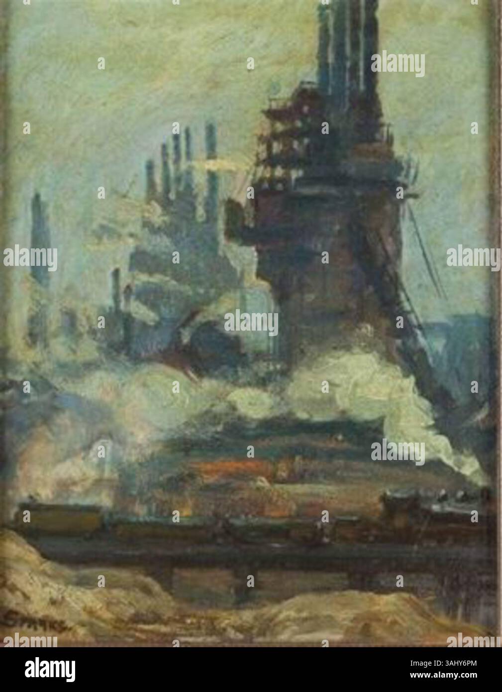 Arthur Watson Sparks' painting, Steel Mills, created before 1919 ...