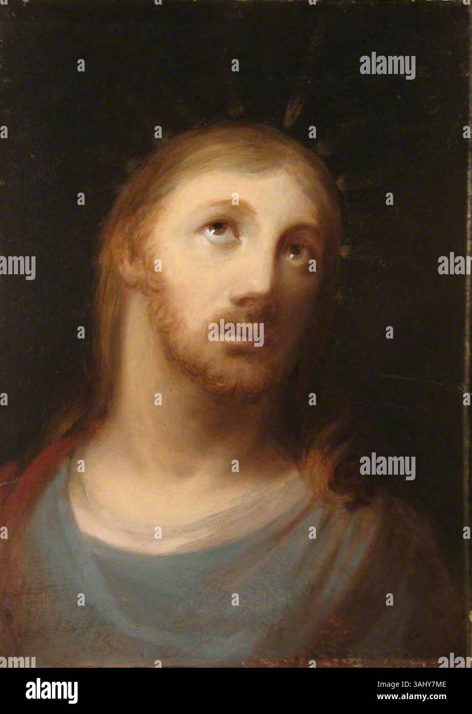 This 17th-century painting depicts the bust of Christ, reflecting the artistic traditions of ...