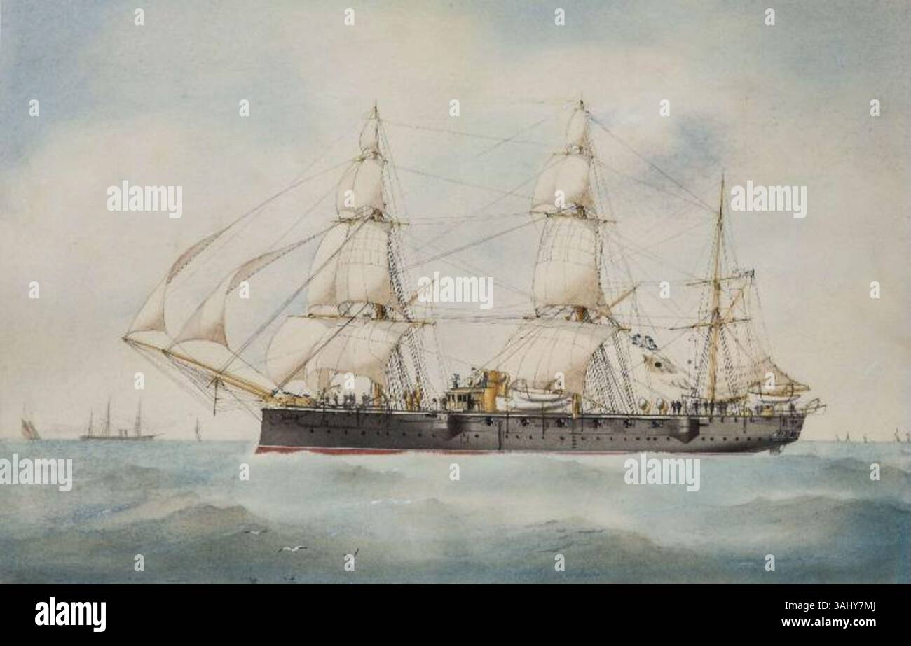 HMS Calypso, a 19th-century watercolour and gouache painting by William ...