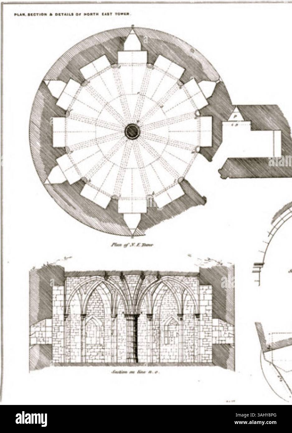 Illustration of Somerton Castle’s tower by James Sandby Padley ...