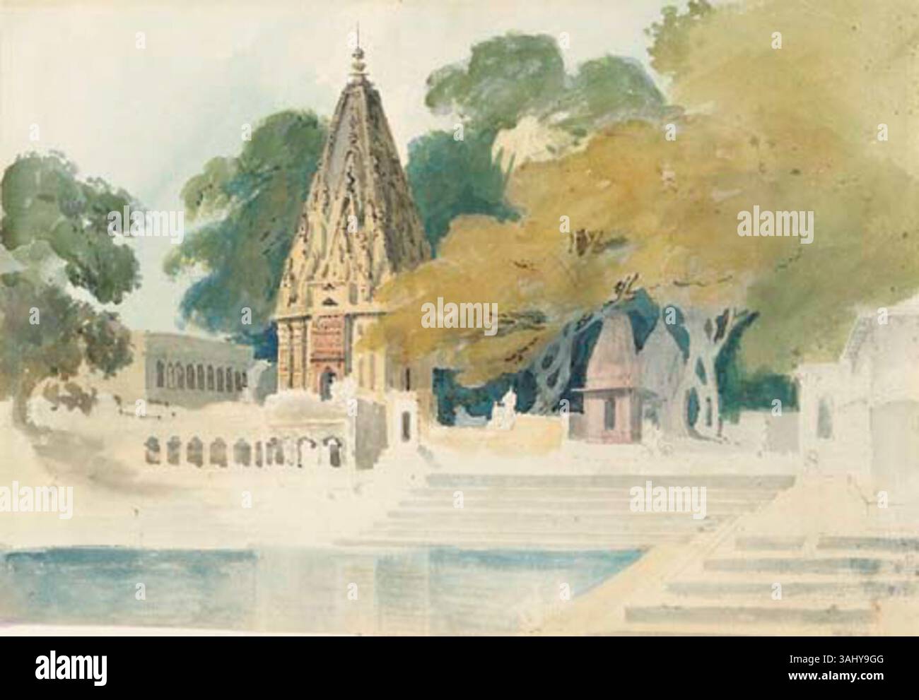 Charles Ramus Forrest’s 1808 watercolour, 'Sacred Tank and Pagodas near ...