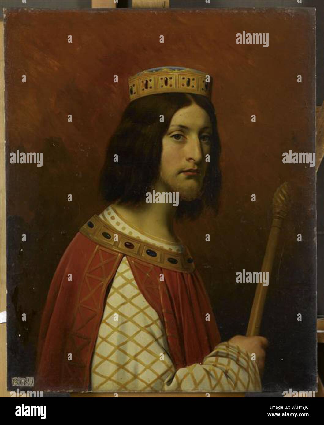 Emile Signol's 1837 oil painting portrays Dagobert II, King of the ...
