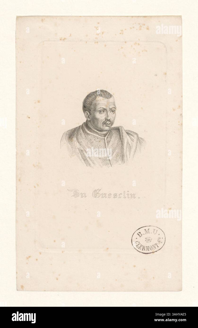 This intaglio print of Bertrand du Guesclin captures the strength and ...