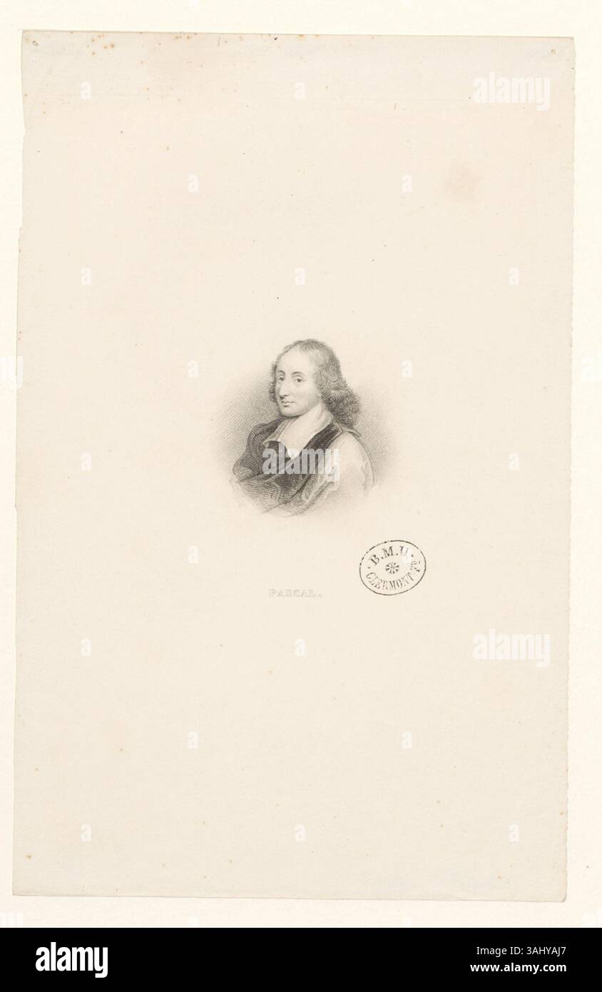 This intaglio print from the Boyer collection features Blaise Pascal, a ...