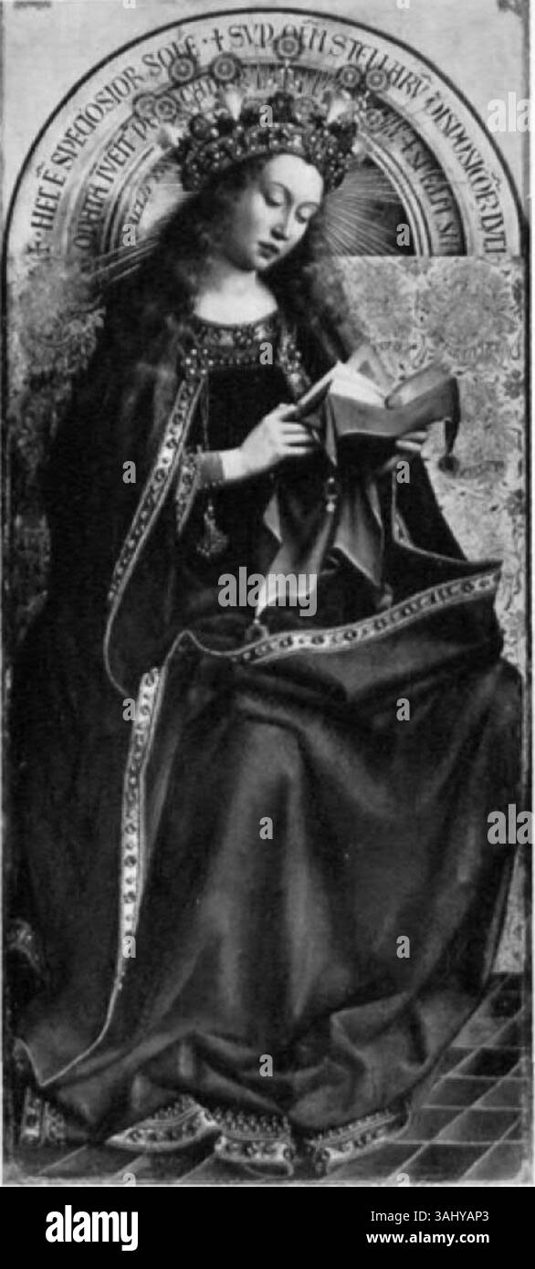 Jan van Eyck's 1432 painting 'La Vierge', part of the polyptych ...