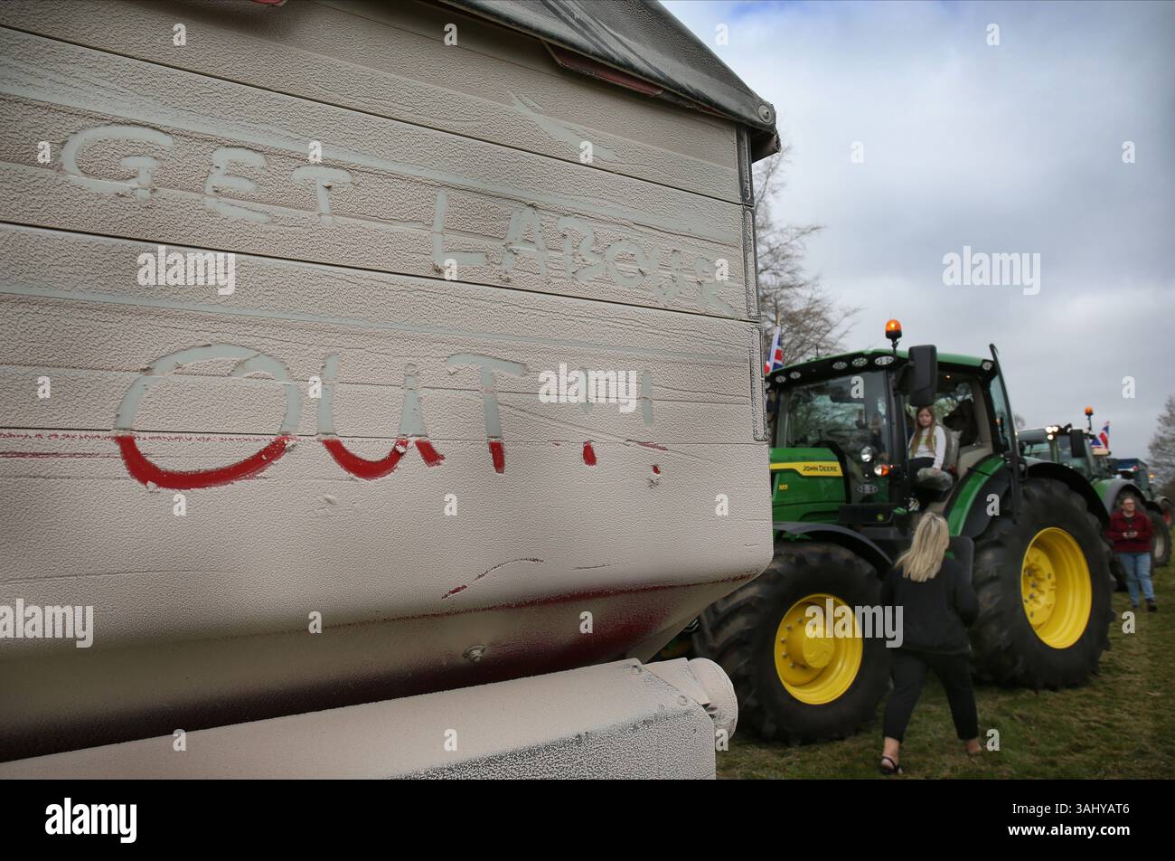 Farmers and their supporters protest with the message ‘Get Labour Out ...