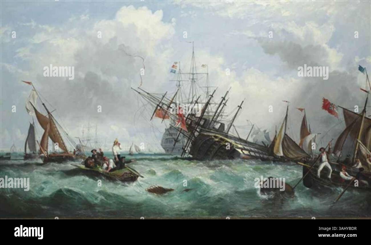 William E.D. Stuart’s painting 'The loss of the 100-gun First Rate H.M ...