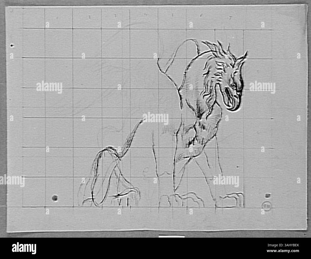 'Etude de griffon' by Gustave Moreau (1826-1898) is a study of a ...