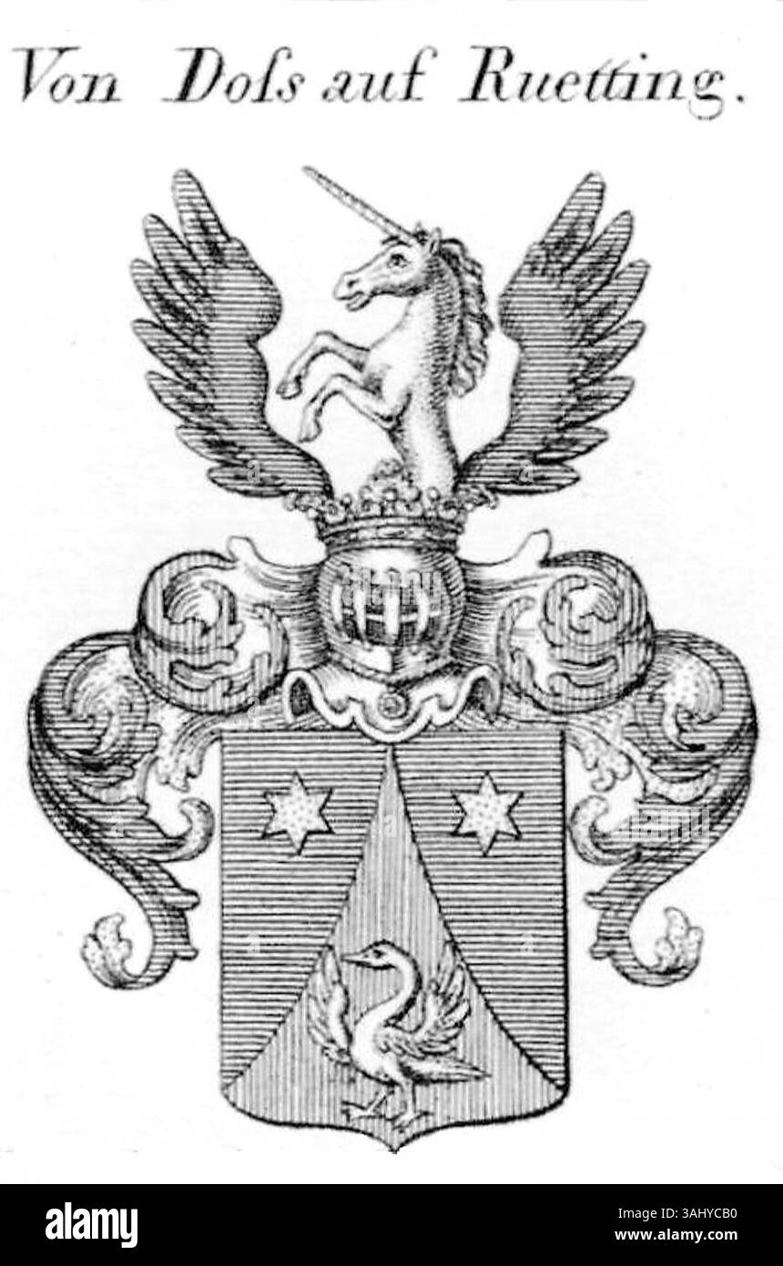 The Doss auf Ruetting coat of arms, created by Konrad Tyroff in 1822 ...
