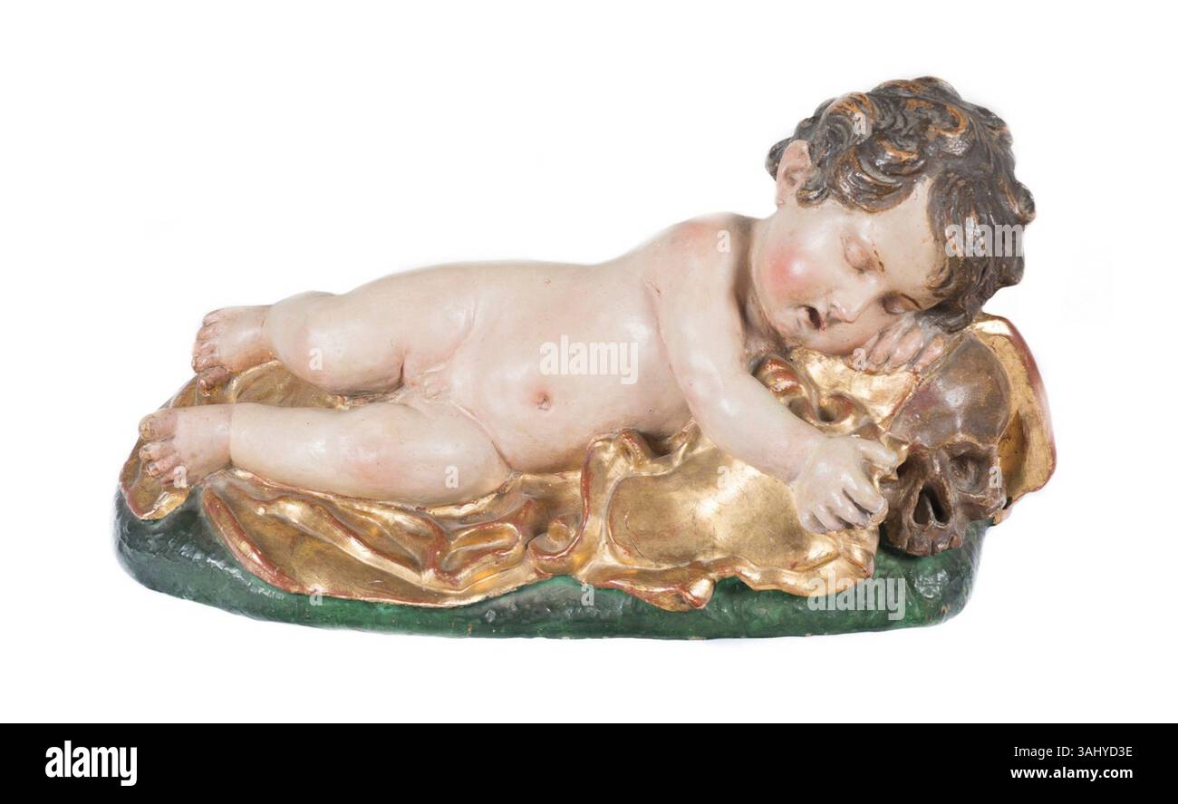 Sculpture by Giovanni Battista Morelli, showing a child asleep next to ...