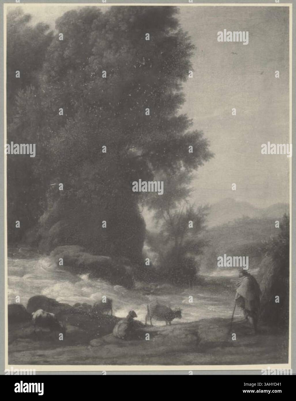 Claude Lorrain's 1620 painting 'Waterfall' depicts a classical ...