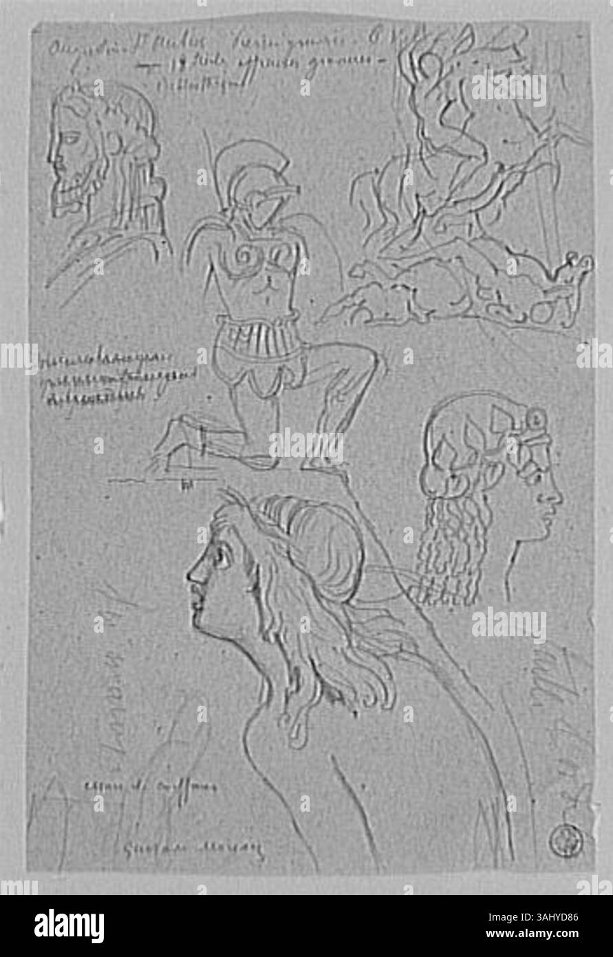 This study sheet by Gustave Moreau contains multiple character studies ...