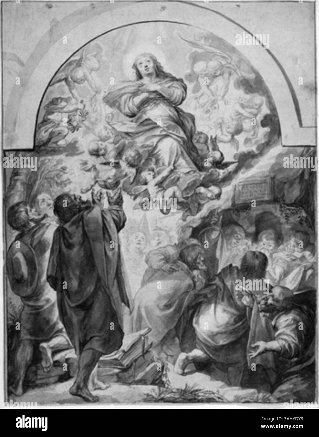 Cornelis Schut's drawing 'Assumption of the Virgin Mary' (between 1630 ...