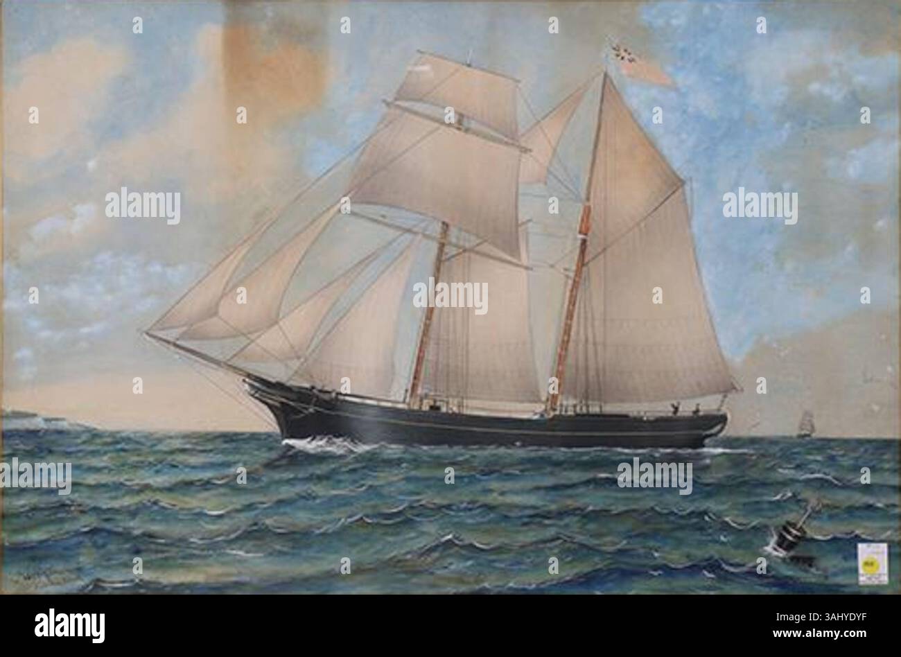 A watercolor painting by H.P. Jensen titled 'Airlie,' depicting the ...