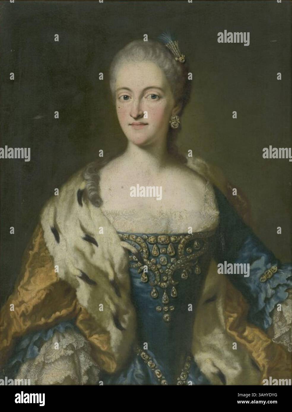 This mid-18th-century oil painting depicts Maria Josepha of Bavaria ...