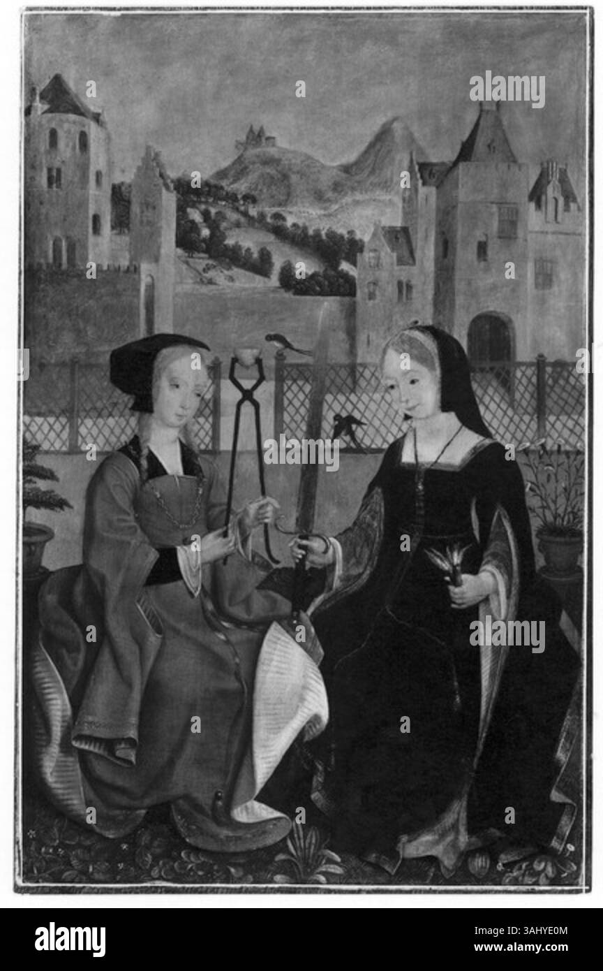 This circa 1500 painting by the Master of Alkmaar depicts Saints Agatha ...