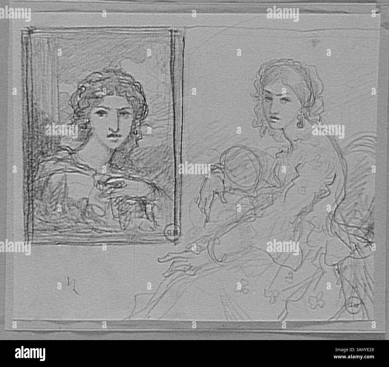This piece features two studies of female figures by Gustave Moreau ...