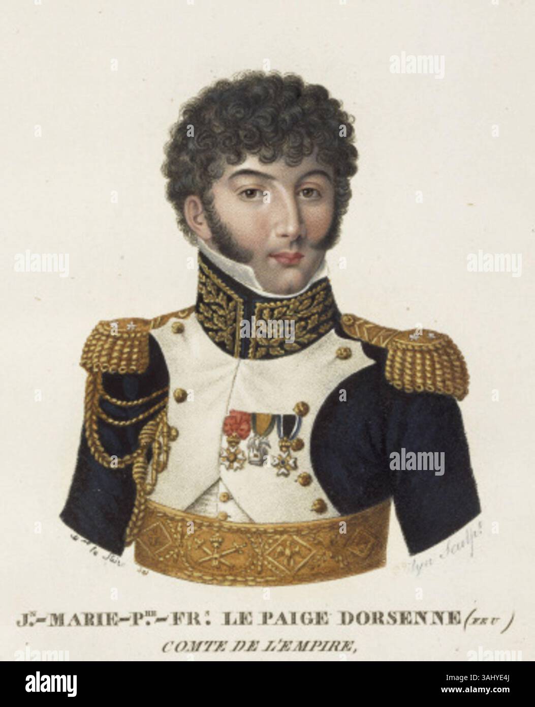 The woodcut print of Jean-Marie Dorsenne, Count of the Empire, from the ...