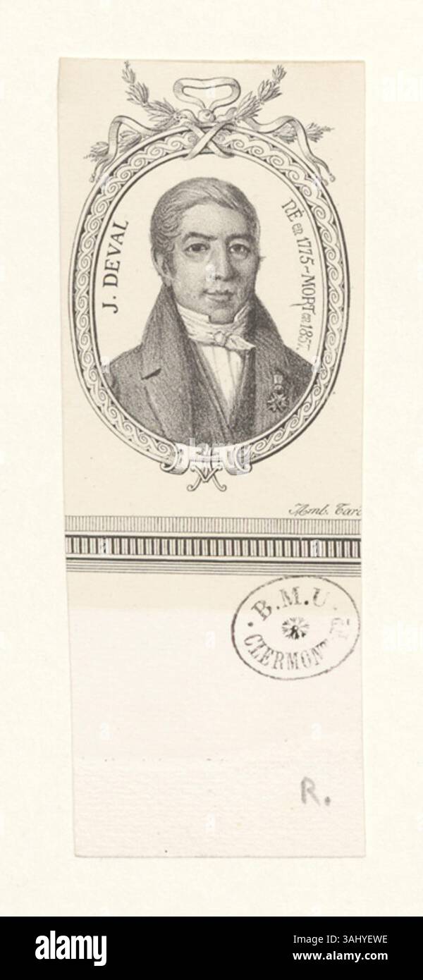 Lithograph print from the Boyer collection of J. Deval, a historical ...