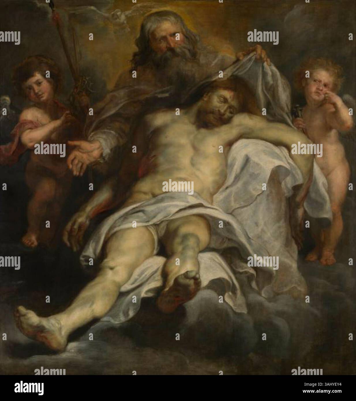Peter Paul Rubens' 'Holy Trinity,' circa 1620, depicts God the Father holding Christ's body. The ...