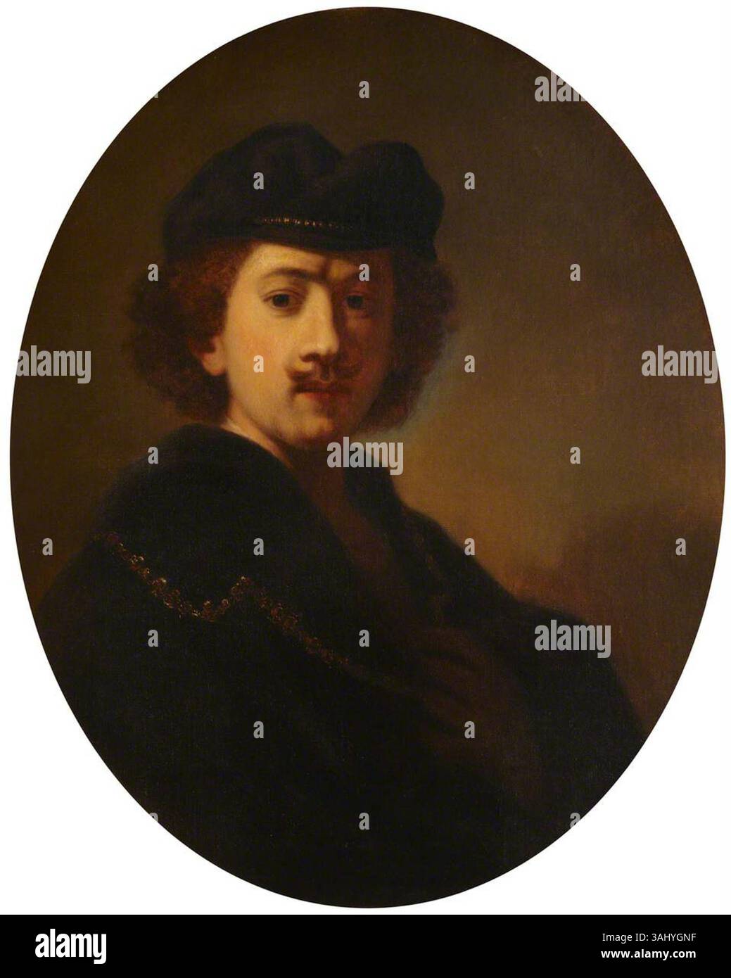 This self-portrait, created after Rembrandt, showcases the artist's ...