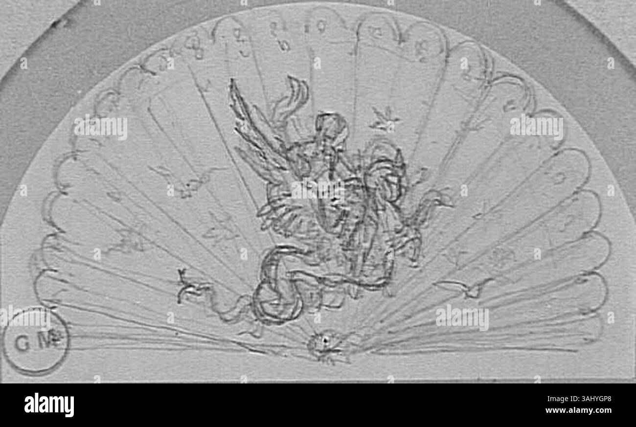 'La Péri' by Gustave Moreau presents a detailed design for a fan ...