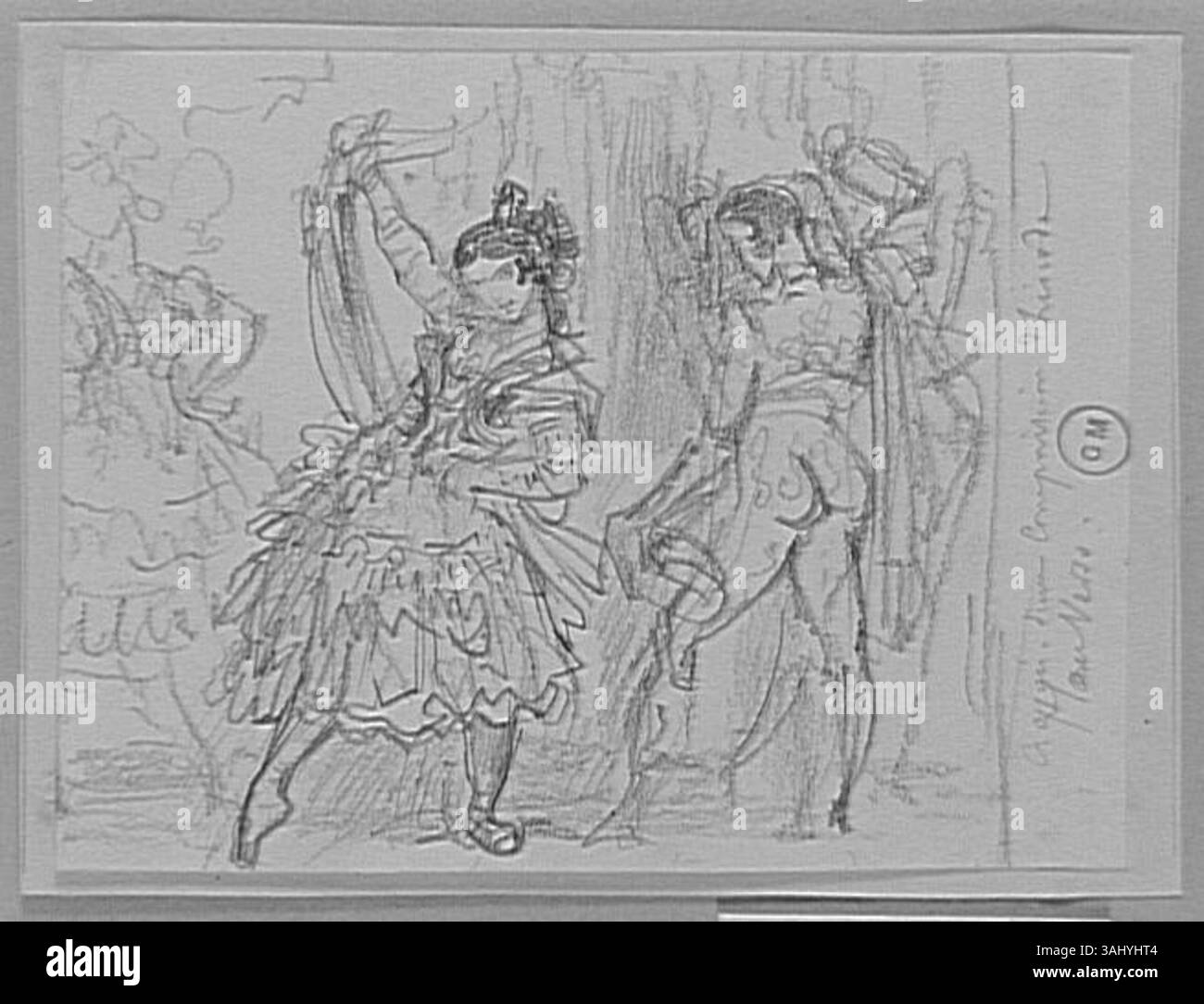 'Croquis : couple de danseurs espagnols' by Gustave Moreau captures a ...