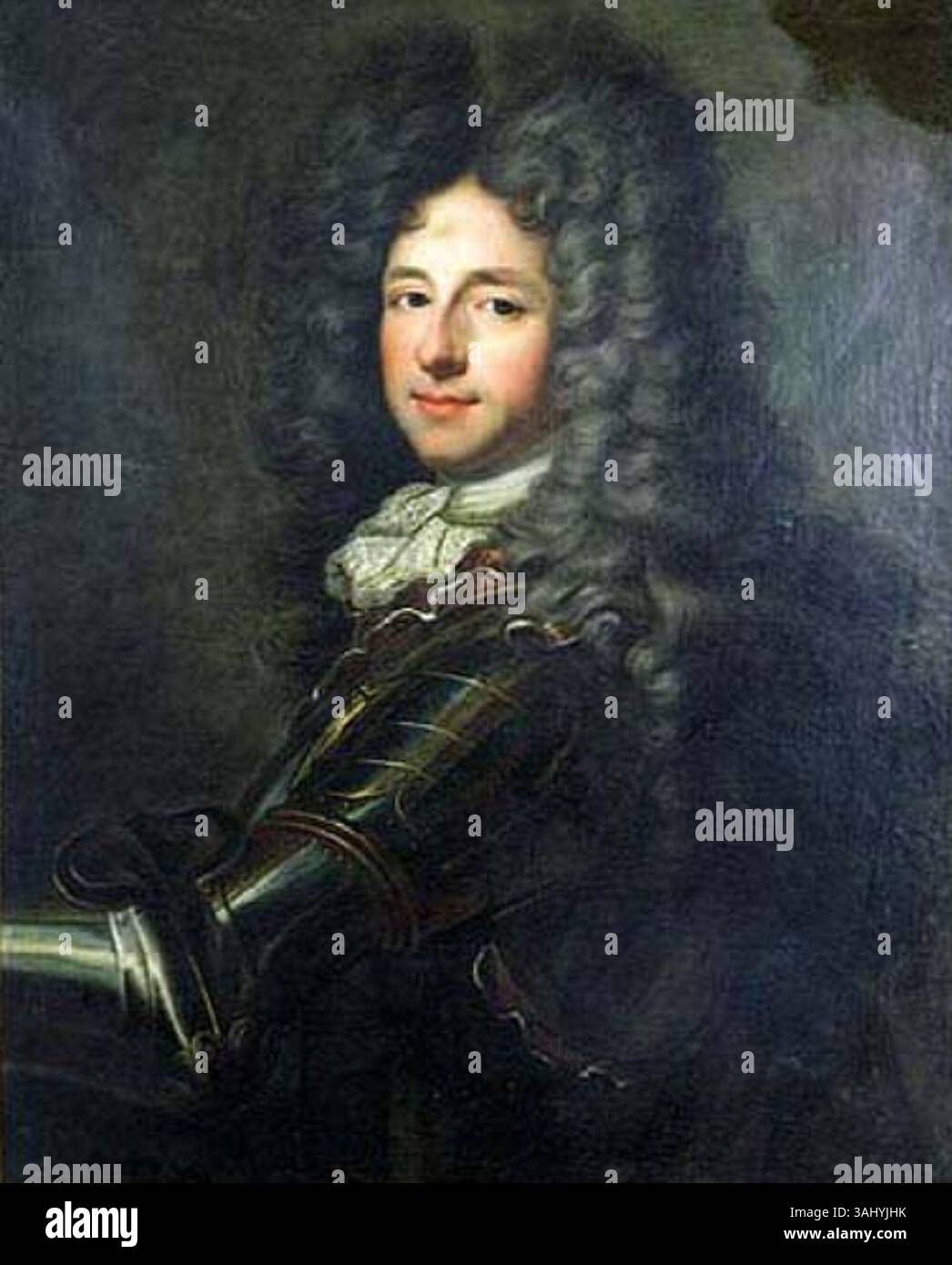 This circa 1695 oil painting depicts a man in armor, likely a military ...