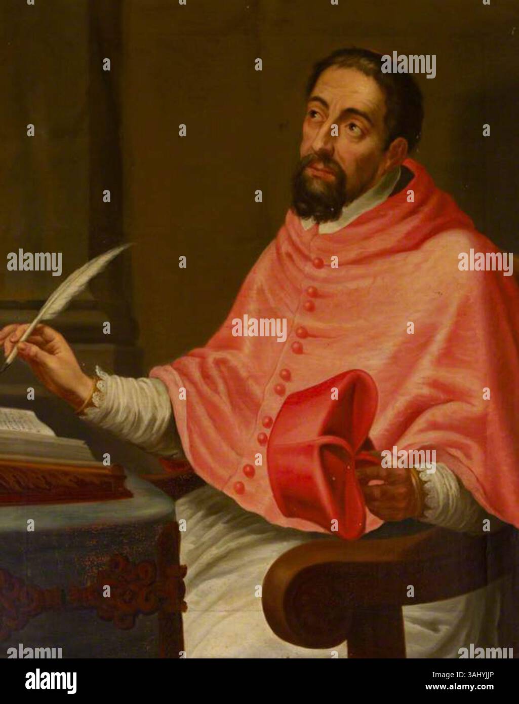This portrait, created between 1600 and 1699, depicts a cardinal ...