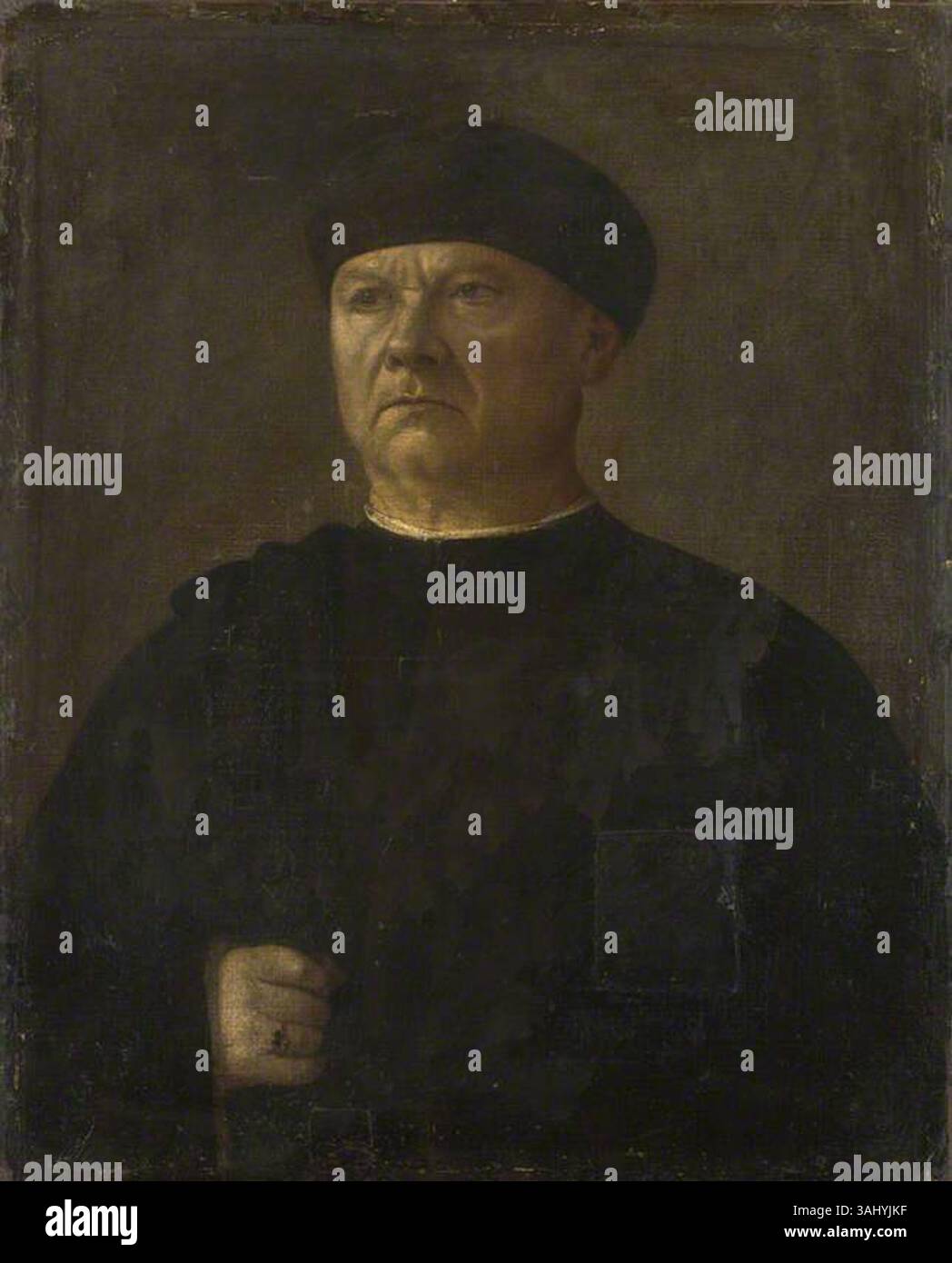 This 16th-century oil portrait, attributed to the Italian School, depicts an elderly man ...
