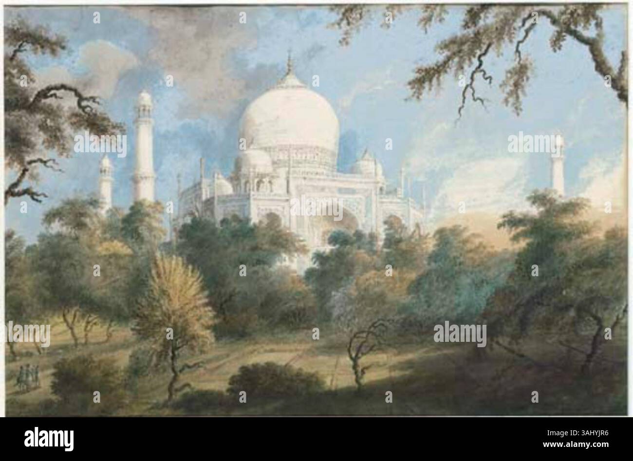 Watercolour by Sita Ram from 1814 showing the Taj Mahal in the morning ...