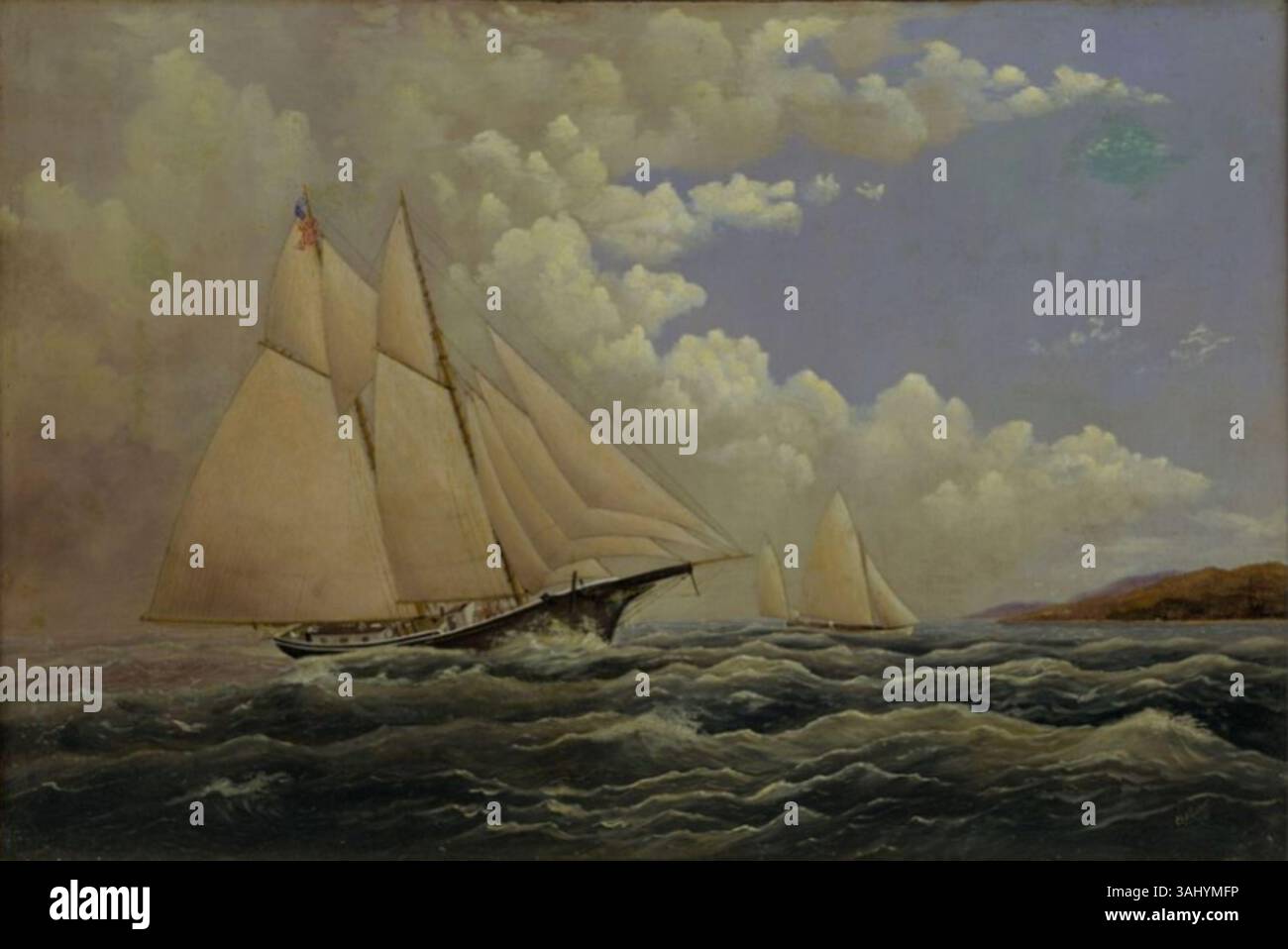 A painting by William Lindsey Challoner, 'Two Masted Schooner J.P ...