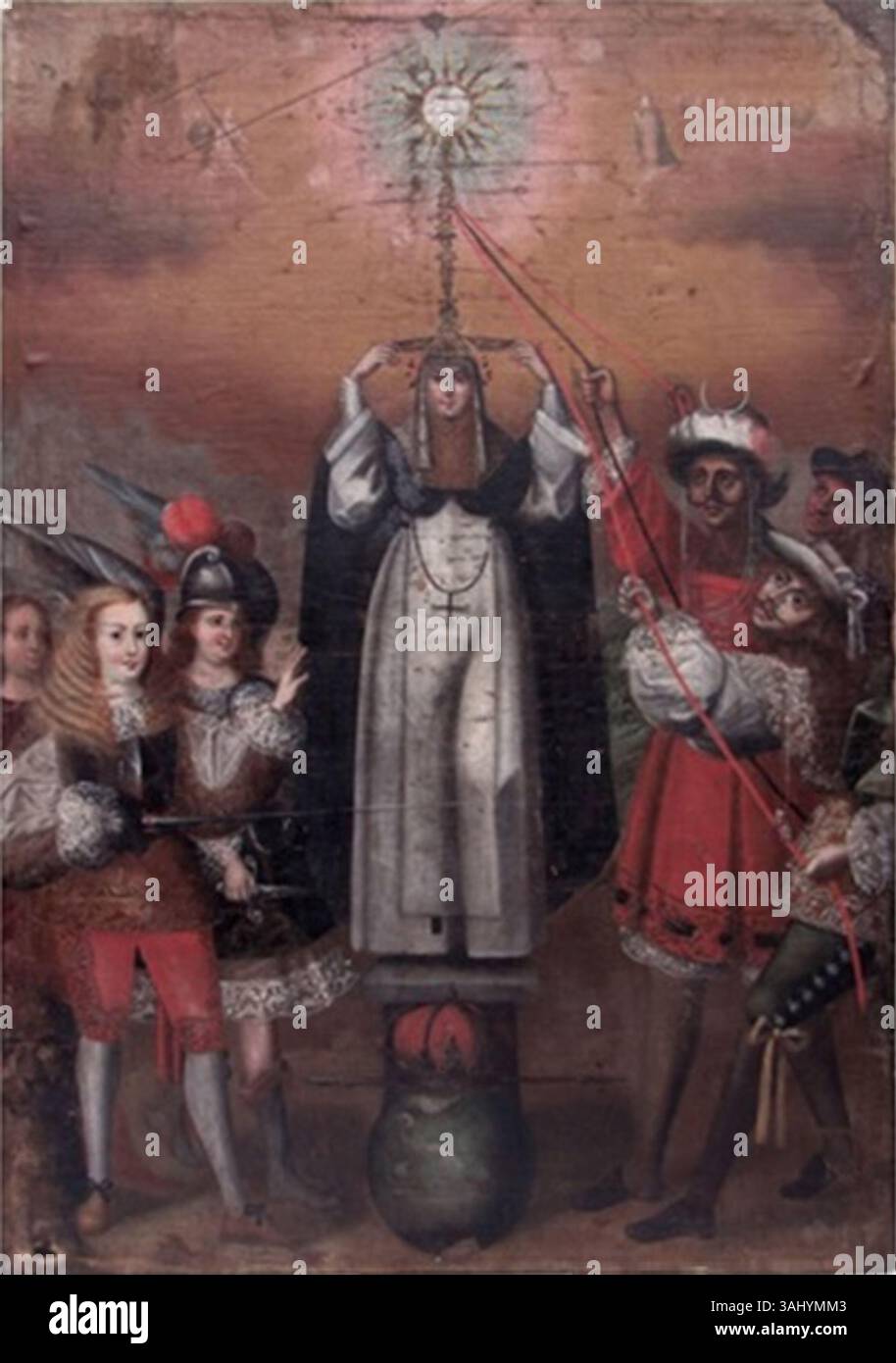 This oil on canvas painting, attributed to the Peruvian school from the ...