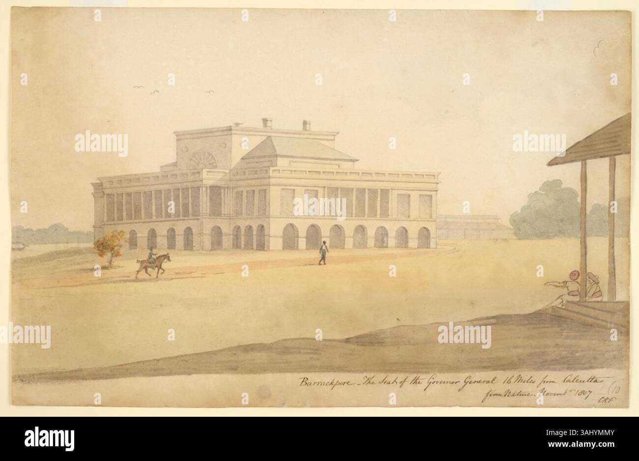 This 1807 watercolour by Charles Ramus Forrest depicts Barrackpore ...