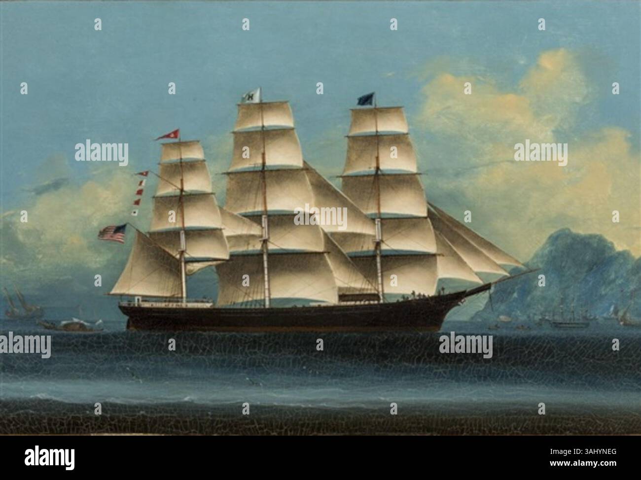 This 1805-1850 portrait of the 'Bunker Hill,' an American clipper ship ...