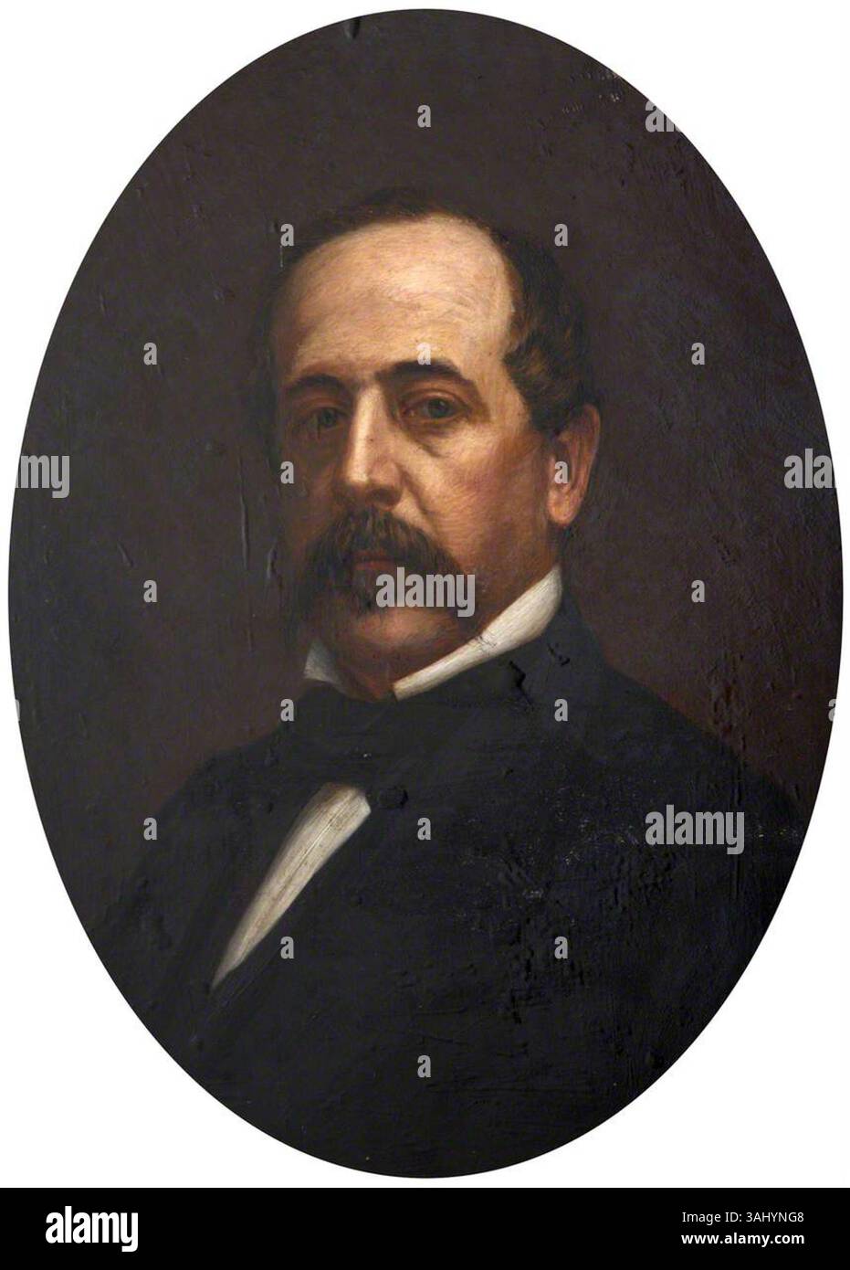 This portrait, created between 1870 and 1899 by an anonymous British School artist, features a ...